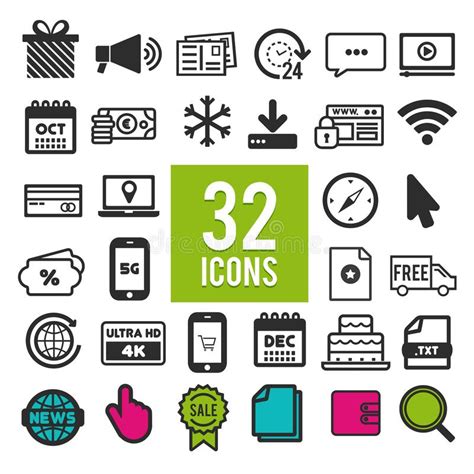 Set Of Flat Icons For Web Mobile Apps And Interface Design Finance Business Communication Media