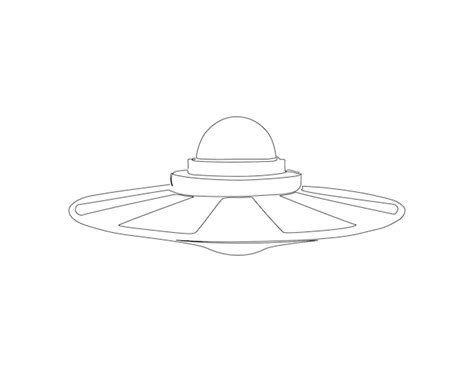 Ufo의 연속 라인 드로잉 우주 개념의 하나의 라인 Ufo 연속 라인 아트 편집 가능한 윤 프리미엄 벡터