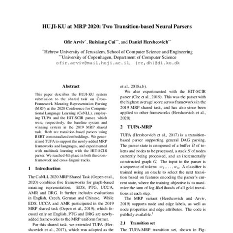 Huji Ku At Mrp 2020 Two Transition Based Neural Parsers Acl Anthology