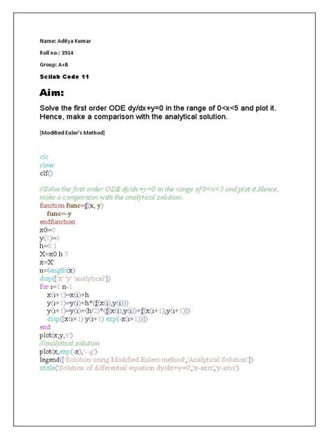 Modified Euler And Rk Pdf Differential Equations Computational Science