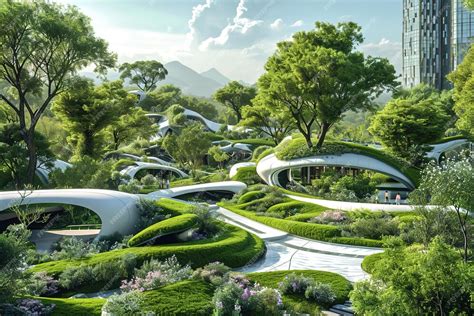 Futuristic City Parks And Green Spaces With Advanced Technology Premium Ai Generated Image