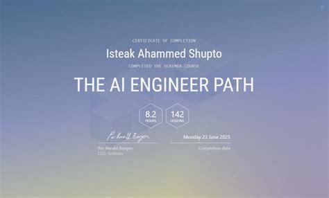 Finished An Awesome Course The Ai Engineer Path From Scrimba And Per Borgen Isteak Ahammed
