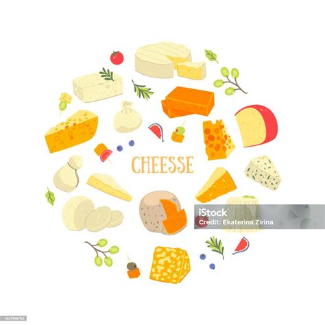 다양한 종류의 치즈가 흰색 배경에 분리되어 있습니다 벡터 그래픽 체더 치즈에 대한 스톡 벡터 아트 및 기타 이미지 체더 치즈 흰색 프랑스 Istock
