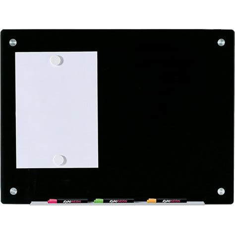 Magnetic Black Glass Dry Erase Board Set 17 34 X 23 58 Includes Board 2 Magnets And