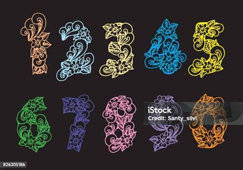 아름 다운 꽃 숫자 숫자를 벡터 합니다 그림 그리기활동 낙서 그림 숫자 기호 고풍스런에 대한 스톡 벡터 아트 및 기타 이미지 고풍스런 교육 귀여운 Istock