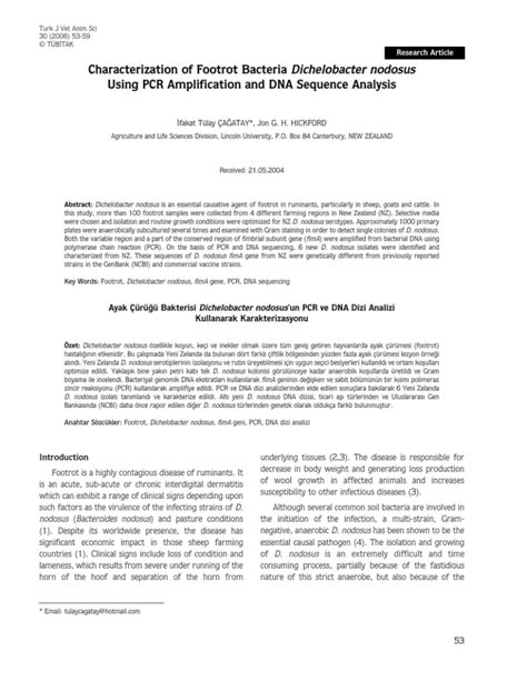 Characterization Of Footrot Bacteria Dichelobacter Nodosus