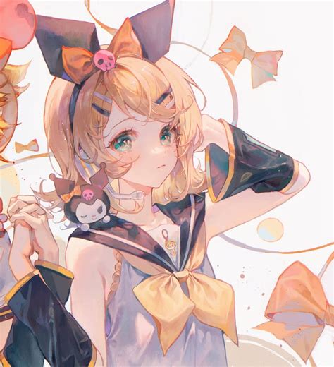Kagamine Rin Kagamine Len And Kuromi Vocaloid And 1 More Drawn By