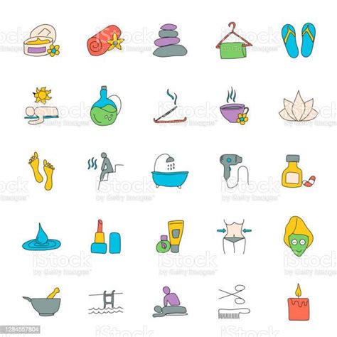 흰색 배경에 고립 된 아름다움과 스파 손으로 그린 선형 낙서 웹 및 Ui 디자인 모바일 앱 및 인쇄 제품을 위한 뷰티 및 스파 아이콘 세트 0명에 대한 스톡 벡터 아트 및