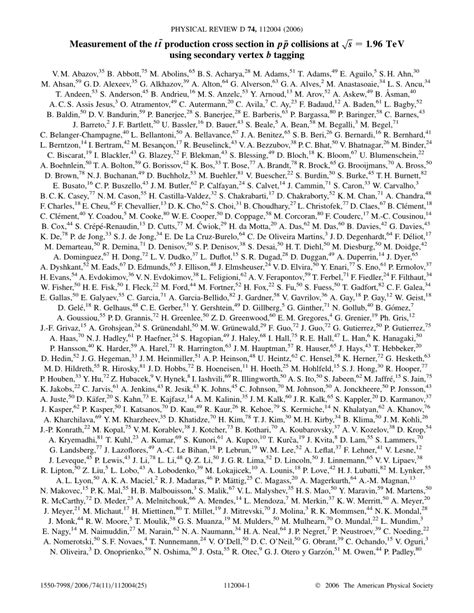 Pdf Measurement Of The Tt̅ Production Cross Section In Pp̅ Collisions At √s196 Tev Using