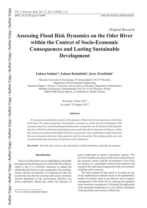 Pdf Assessing Flood Risk Dynamics On The Oder River Within The Context Of Socio Economic