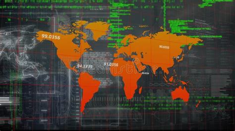 animation of world map and data processing stock video video of