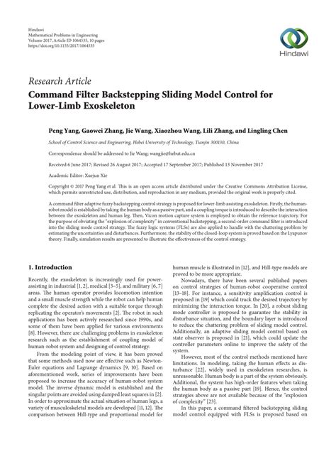 Pdf Command Filter Backstepping Sliding Model Control For Lower Limb