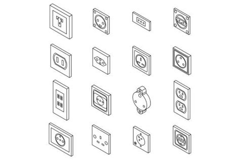 Power Socket Icons Set Vector Outine Graphic By Ylivdesign Creative Fabrica