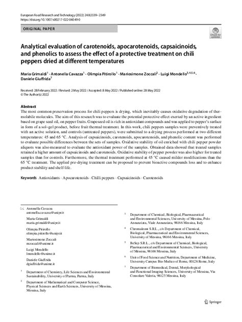 Pdf Analytical Evaluation Of Carotenoids Apocarotenoids Capsaicinoids And Phenolics To