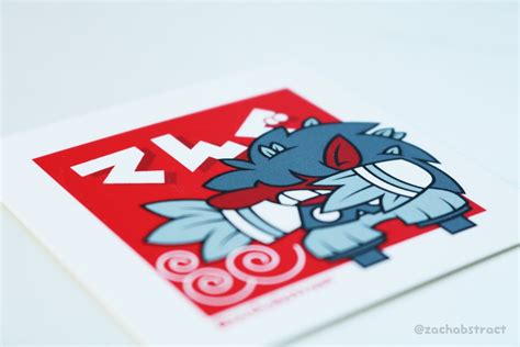 Mini Red Tengu Yokai Square Art Print 2 5 Inches Wide 82 5 Etsy