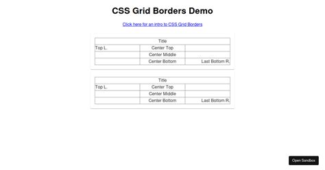 CSS Grid Internal And External Borders Codesandbox