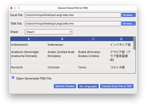Convert Excel File To TMX