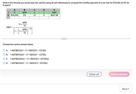 Solved What Is The Formula You Would Type Into Cell E2 Chegg Com