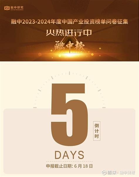 重要提醒 融中榜单问卷征集倒计时 融中2023 2024年度有限合伙人榜单产业投资榜单Power50企业榜单问卷征集火热进行中融中