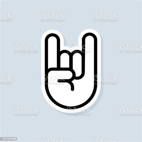로큰롤 스티커 인간의 손 제스처 두 손가락이 들어 올렸다 격리된 흰색 배경의 벡터입니다 Eps 10 락 음악에 대한 스톡 벡터 아트 및 기타 이미지 Istock
