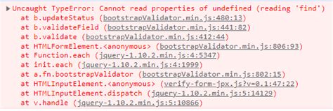 bootstrapvalidator uncaught typeerror cannot read properties of