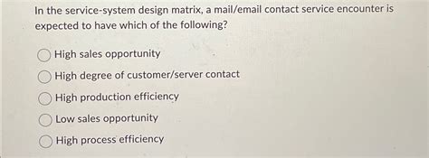 solved in the service system design matrix a mail email