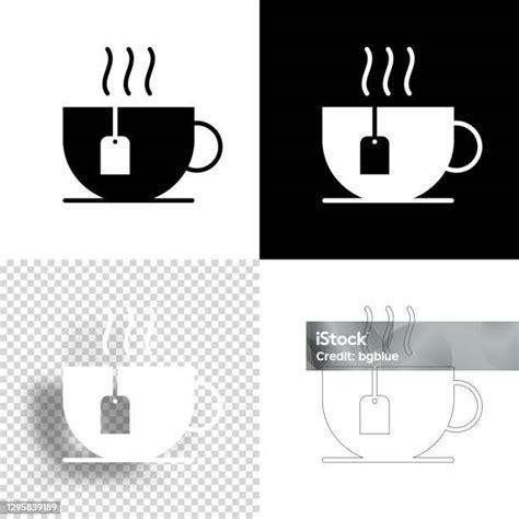 차 한 잔 디자인 아이콘입니다 빈 흰색 및 검은색 배경 선 아이콘 라벨에 대한 스톡 벡터 아트 및 기타 이미지 라벨 티백 개념 Istock