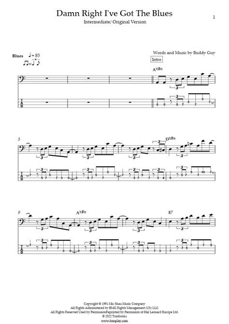 Damn Right Ive Got The Blues Original Version Intermediate Level