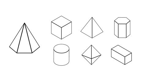 Set Of 3d Geometric Shapes Isometric Outline Views The Science Of Geometry And Math 32404412
