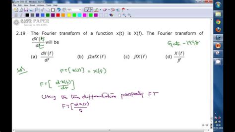 Gate 1998 Ece Differentiation Property Of Fourier Transform Youtube