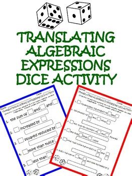Algebra Translating Algebraic Expressions By True Education TpT