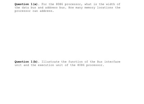 Solved Question 1 A For The 8086 Processor What Is The
