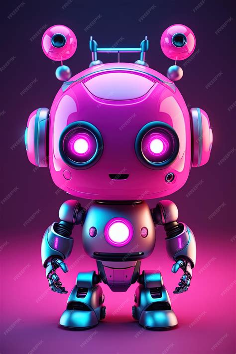 Premium Ai Image A Purple Robot With Purple Eyes And A Pink Background