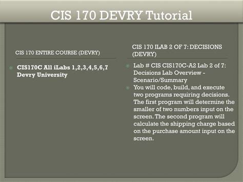 PPT CIS 170 DEVRY Tutorial Cis170dotcom PowerPoint Presentation