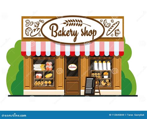 La Fachada De Una Tienda De La Panadería Ilustración Del Vector