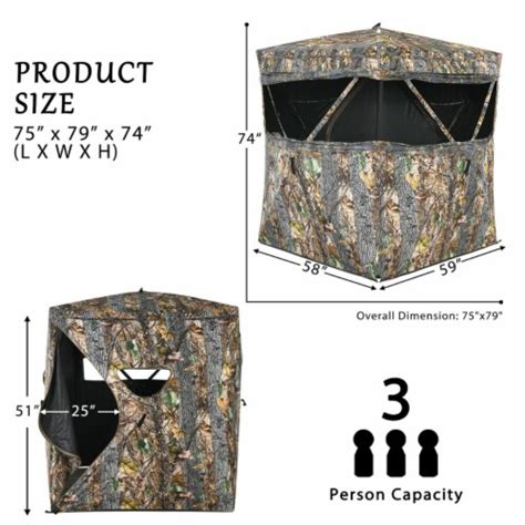 3 person portable hunting blind surround view pop up tent w slide mesh window 1 unit ralphs