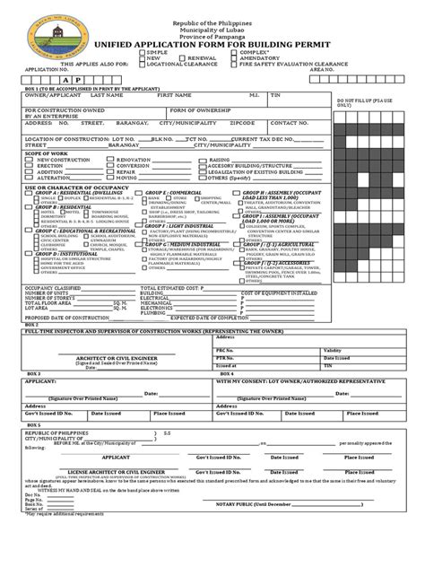 Unified Application Form For Building Permit Pdf