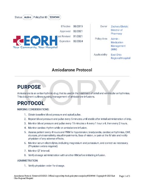 Amiodarone Protocol Copy Status Active Policystat Id 9204944 Effective 08 Approved 02 Last