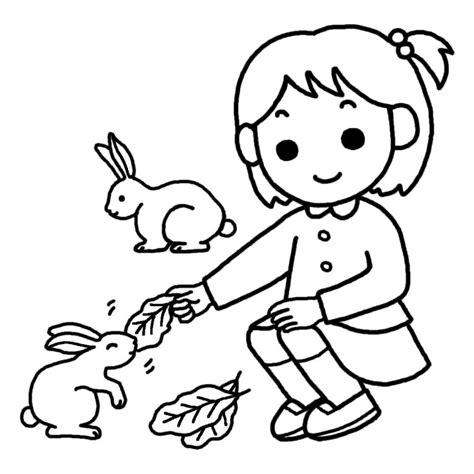 ウサギさんどうぞ 白黒 動物愛護週間のイラスト 秋の季節行事