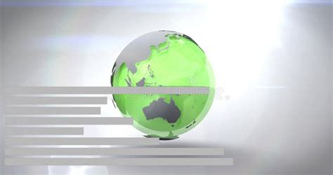 Animating Green Globe And Bar Chart For Data Visualization Stock Video
