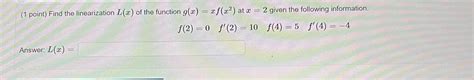 Solved 1 Point Find The Linearization L X Of The Function