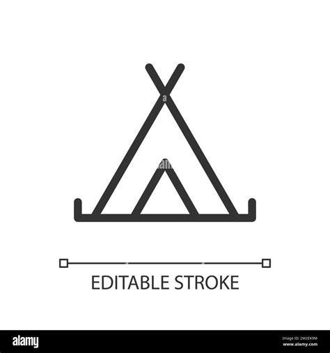 Camping Site Pixel Perfect Linear Ui Icon Stock Vector Image And Art Alamy