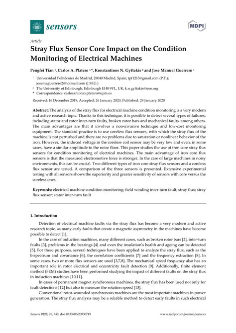 Pdf Stray Flux Sensor Core Impact On The Condition Monitoring Of