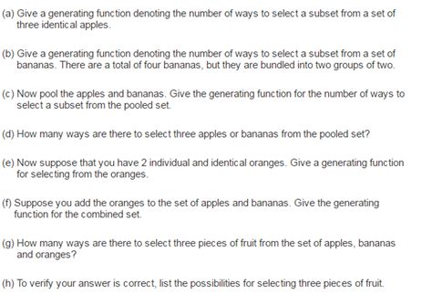 Give A Generating Function Denoting The Number Of