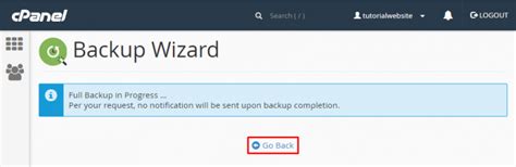 how to generate the full backup via cpanel under backup wizard feature