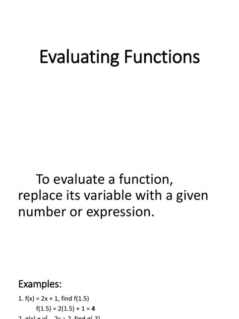 Lesson 1 2 1 3 Evaluating Functions And Operations On Functions Pdf