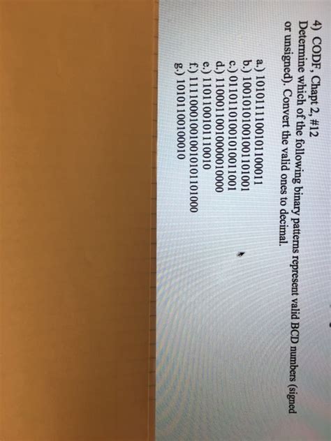 Solved Determine Which Of The Following Binary Patterns