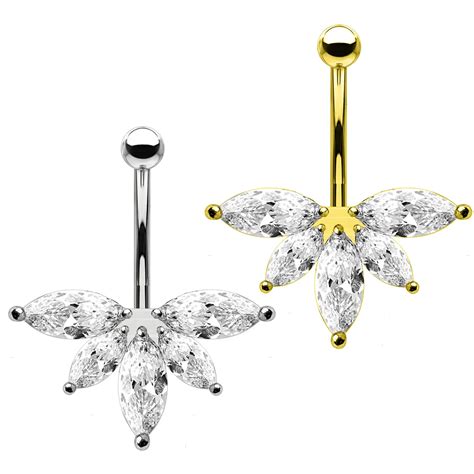 Belly Button Piercing Crystal Maple Leaf El Emporio De Zoe