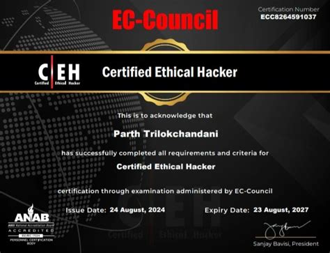 Parth T On Linkedin Cehv12 Cybersecurity Ethicalhacking 18 Comments