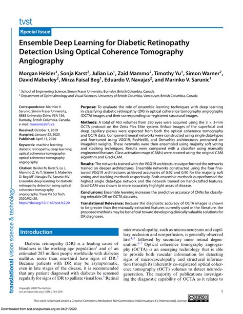 Pdf Ensemble Deep Learning For Diabetic Retinopathy Detection Using Optical Coherence